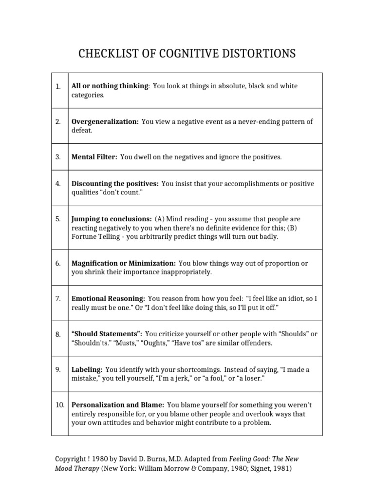 Cognitive Distortions | PDF | Thought | Psychology