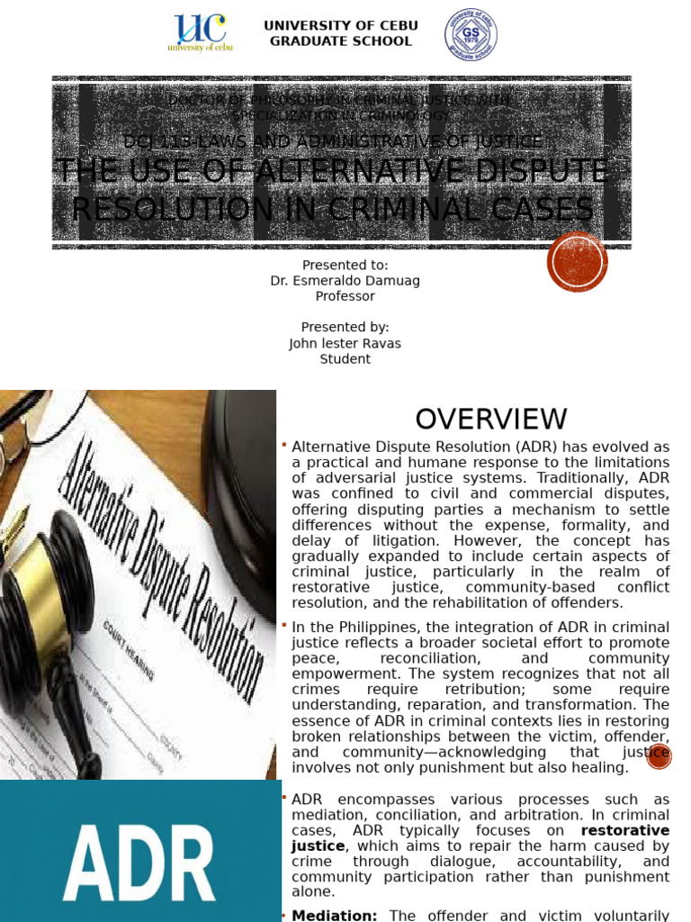 The alternative-dispute-resolution-in-criminal-cases -MODULE | PDF | Alternative Dispute ...