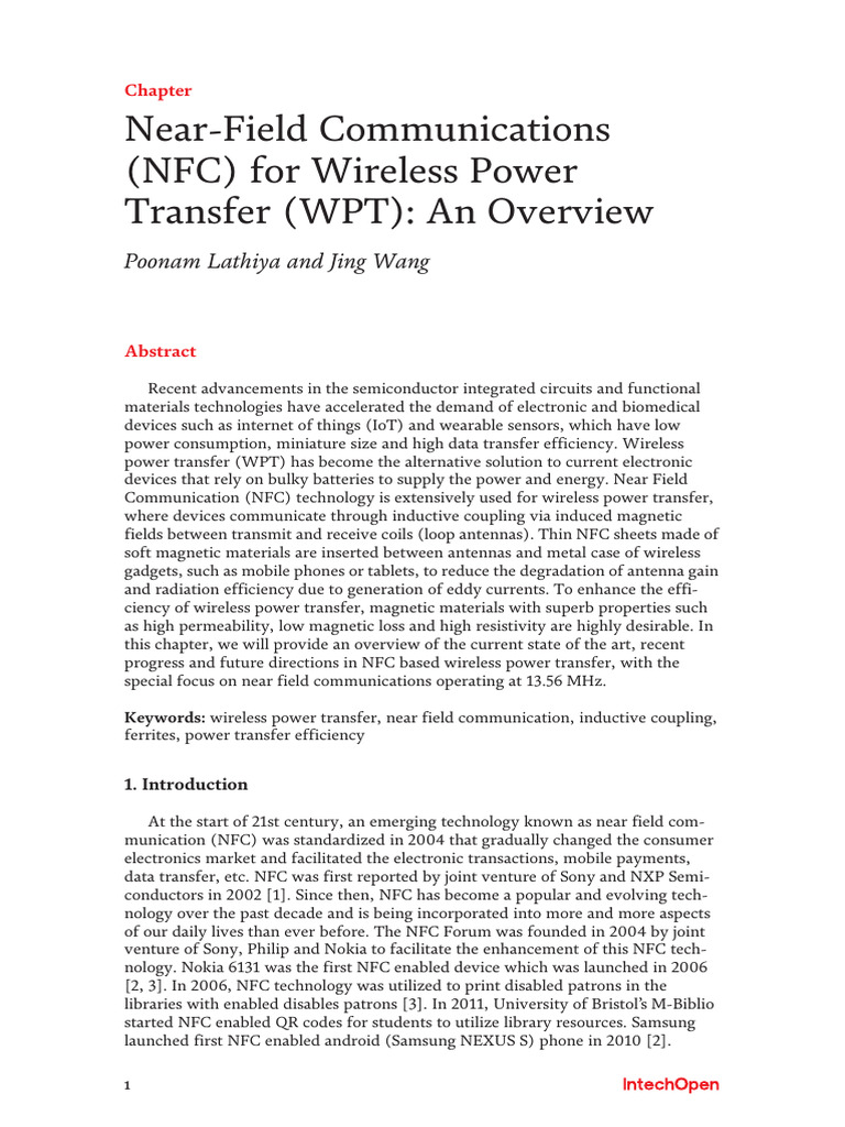 Near-Field Communications (NFC) For Wireless Power Transfer (WPT) : An ...