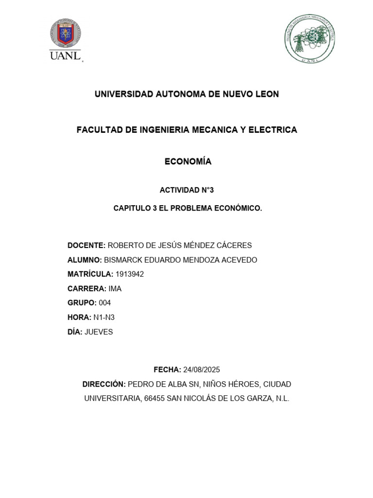 ACTIVIDAD N°3- CAPITULO 3 EL PROBLEMA ECONÓMICO. | PDF | Ventaja ...