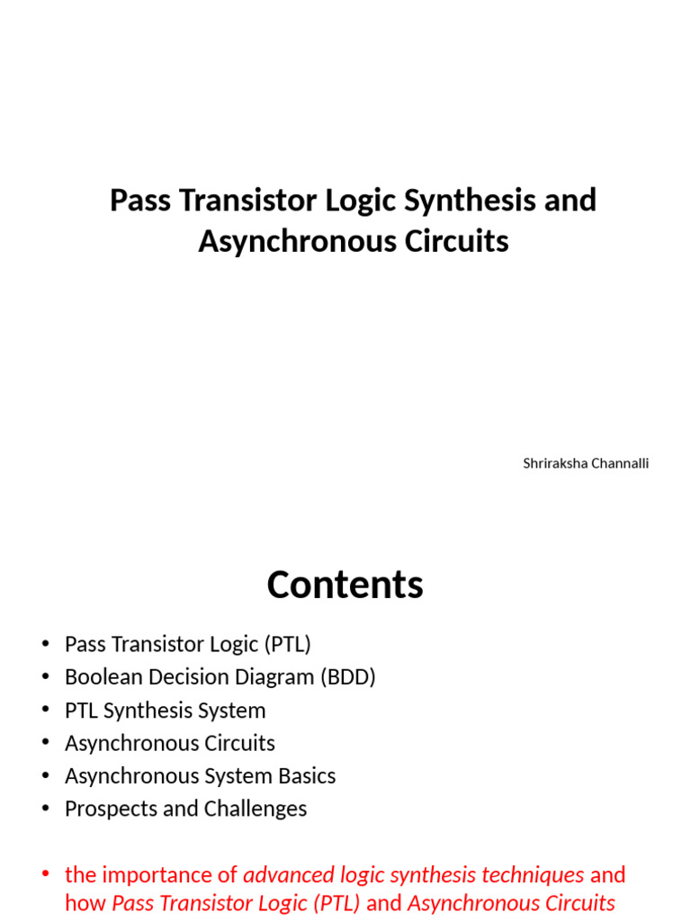Pass Transistor Logic and Asynchronous Circuits | PDF | Logic Gate | Cmos