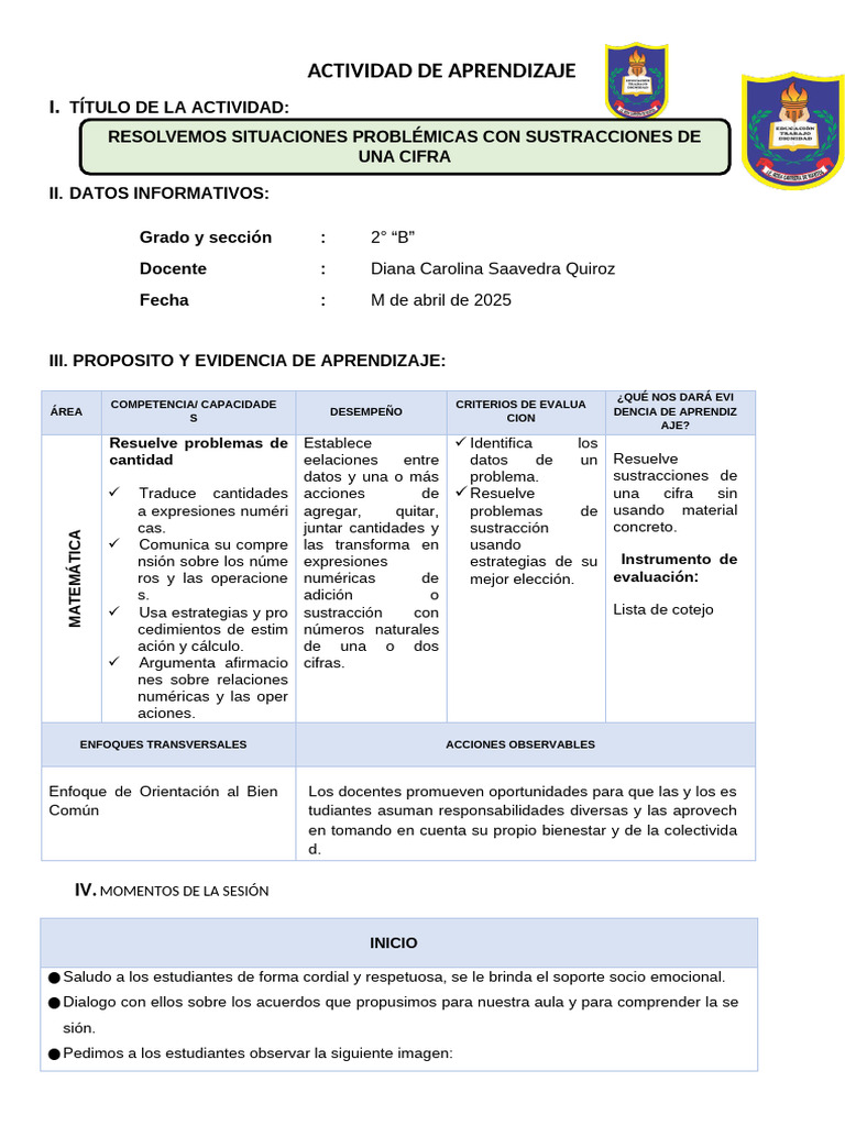 RESOLVEMOS PROBLEMAS CON SUSTRACCIONES DE UNA CIFRA | PDF | Sustracción | Números