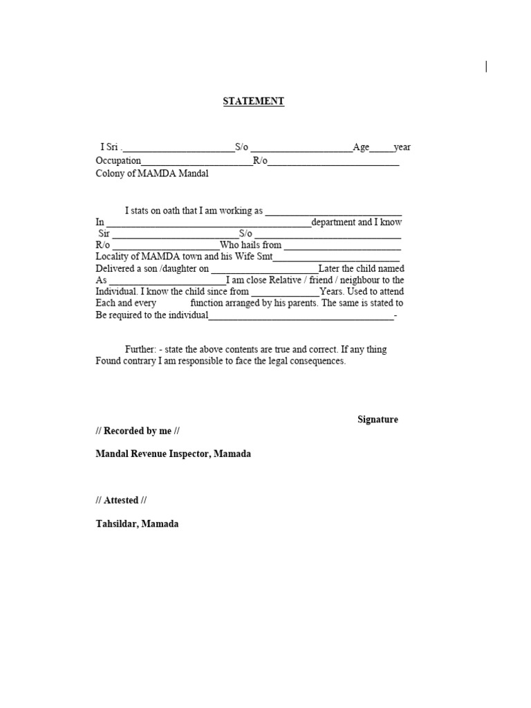 Birth Statement | PDF