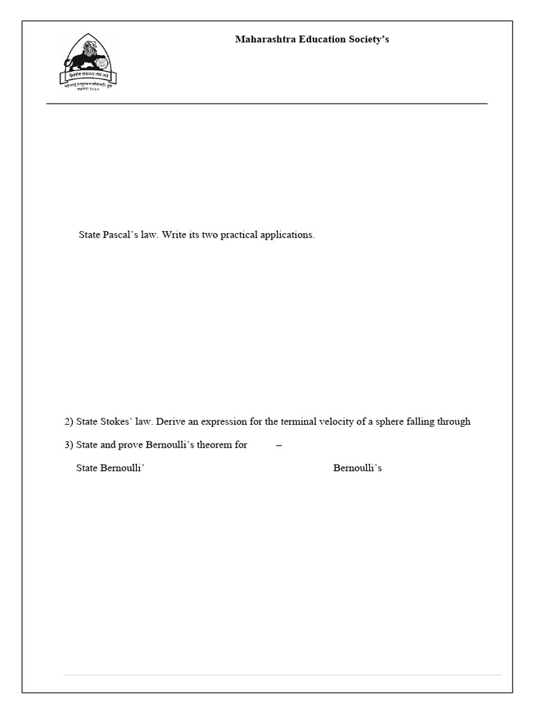 Mechanical Properties of Fluids Quiz | PDF