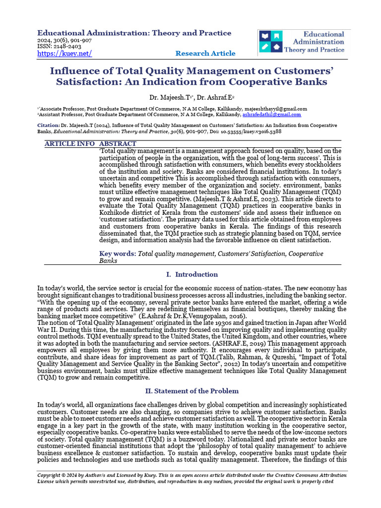 Final Vol. 30 No. 6 2024 Educational Administration Theory and Practice1 1 | PDF | Quality ...