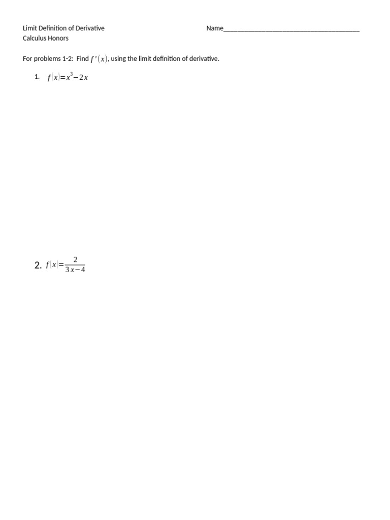 Limit Definition of Derivative | PDF