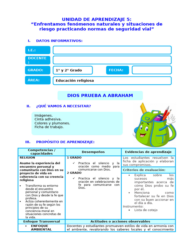Sesion Religion-Dios Prueba A Abraham | PDF | Abrahán | Isaac