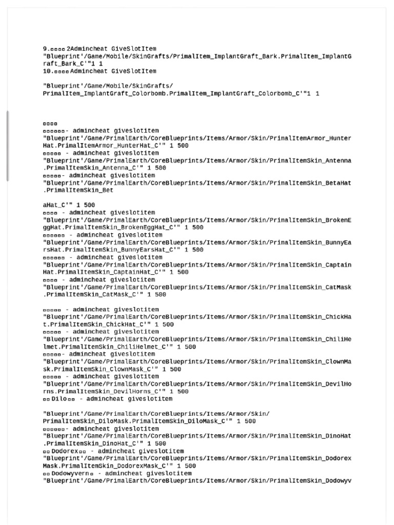 ARK Admin Cheat Item Commands | PDF