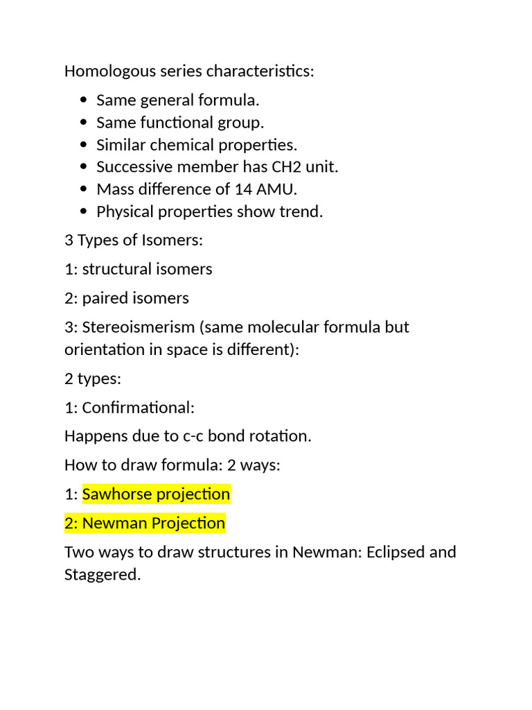 Homologous Series Characteristics | PDF