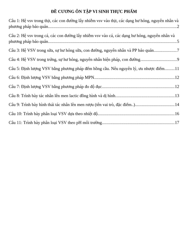Đề Cương Ôn Tập VSTP | PDF