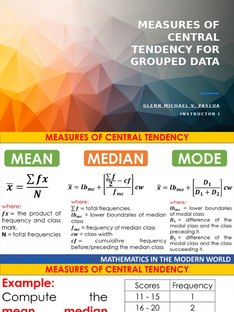 Measure of Central Tendency For Grouped Data | PDF