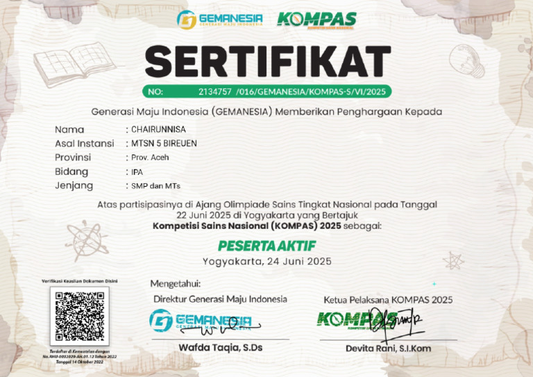 Cert - Ipa - Kompas 2025 | PDF