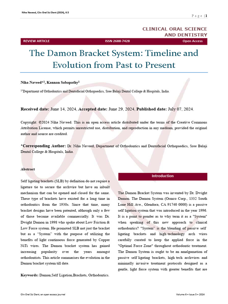 Evolution of the Damon Bracket System | PDF | Orthodontics | Dentistry ...