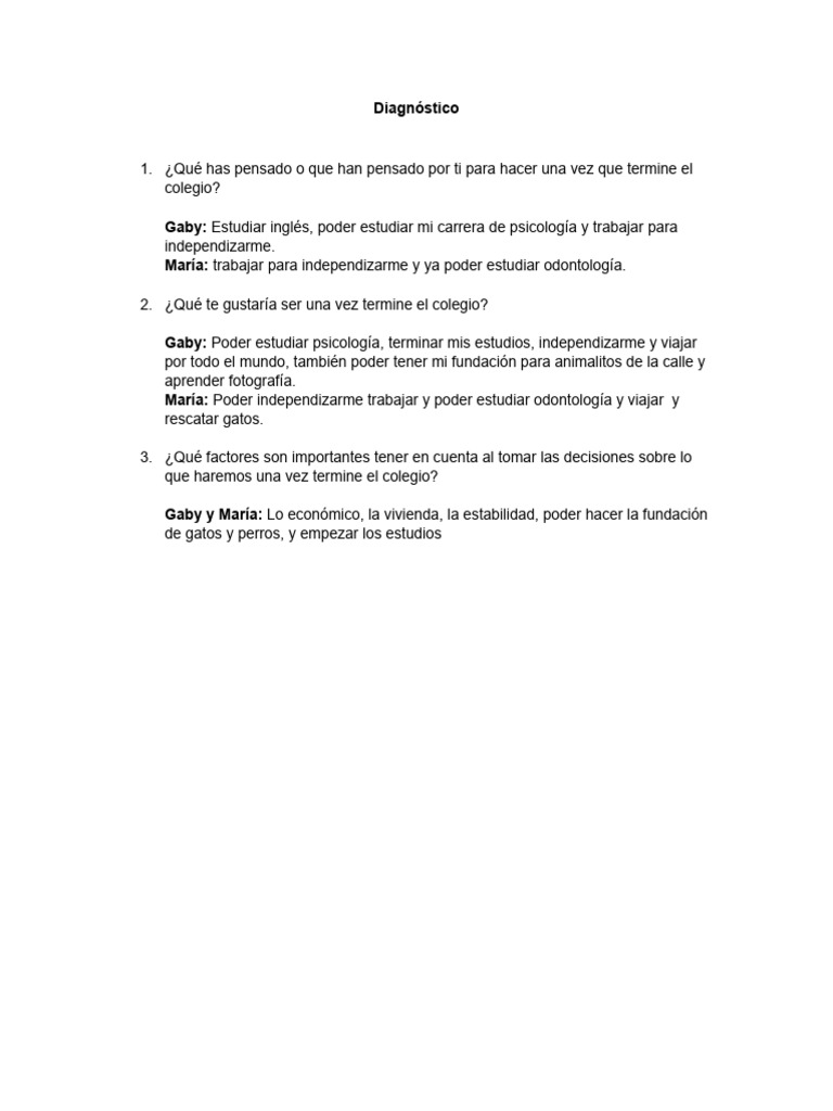 Diagn-Stico Gaby y Maria | PDF