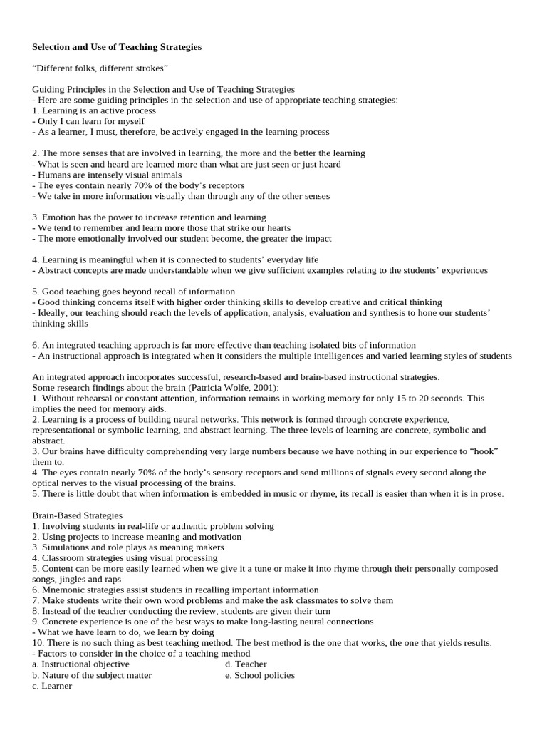 Effective Teaching Strategies Guide | PDF | Learning | Thought