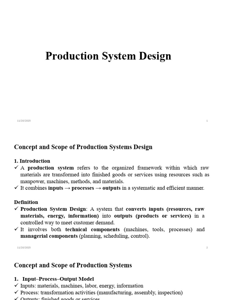 Production Systems Design Overview | PDF | Automation | Lean Manufacturing