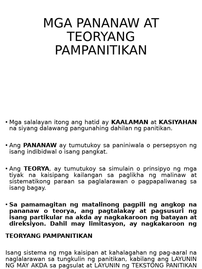 Mga Pananaw at Teoryang Pampanitikan | PDF