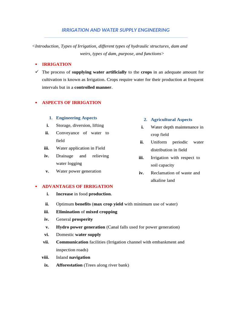 Irrigation Engineering: Types & Structures | PDF | Dam | Irrigation