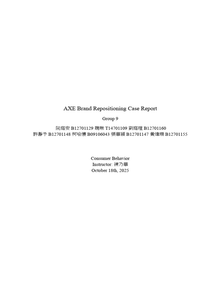 AXE Case Study - Group 9 | PDF | Brand | Target Audience