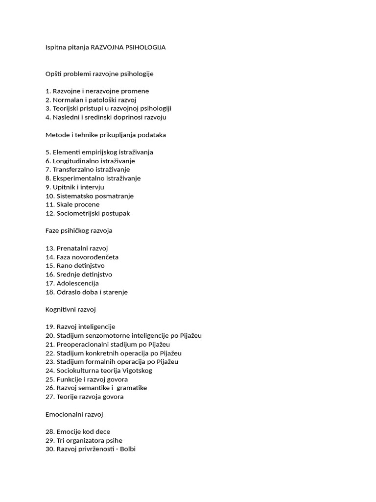 Ispitna Pitanja Razvojna Psihologija FDN - 05940dde B3a1 45f5 9913 ...