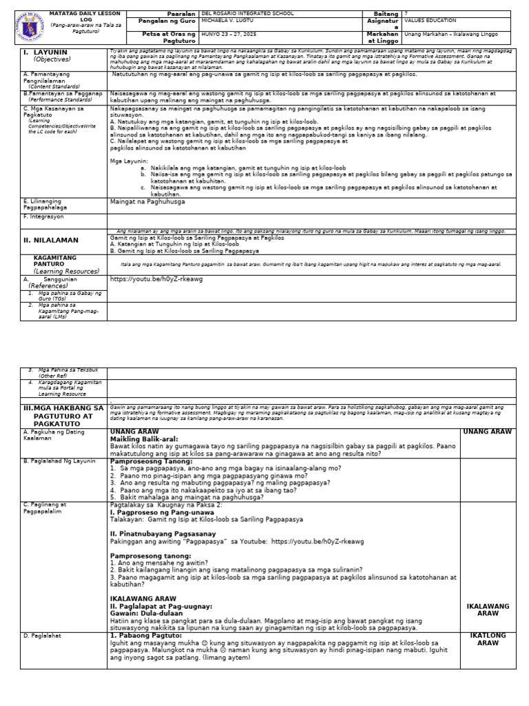 Ve 7 - Q1 Week 2.1 - June 23-27, 2025 | PDF