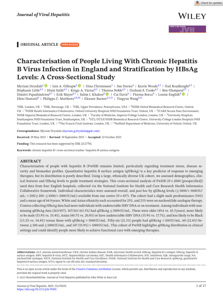 Journal of Viral Hepatitis - 2025 - Drysdale - Characterisation of ...