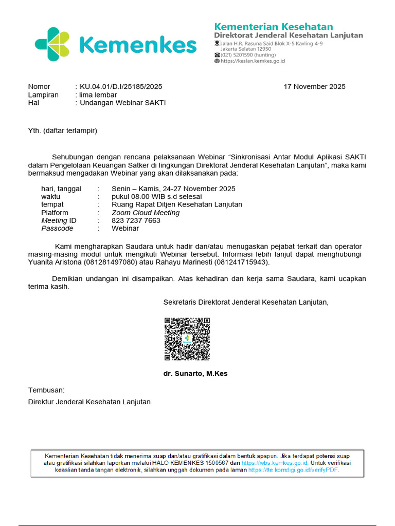 Undangan Webinar SAKTI 2025 | PDF