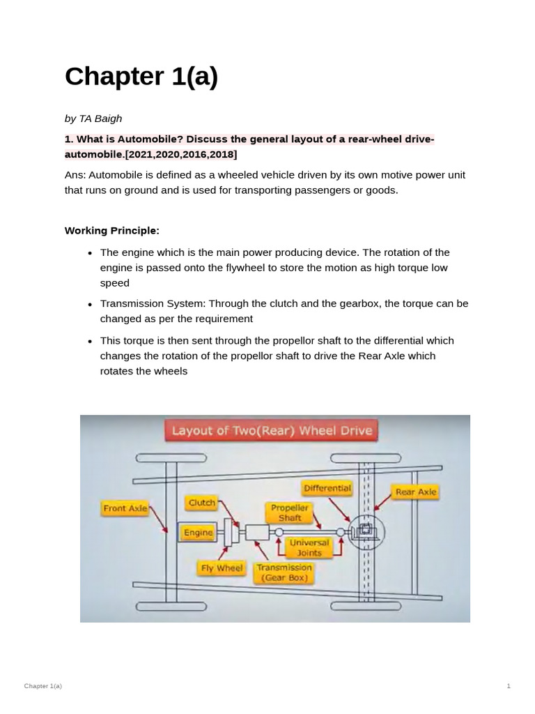 Mid Exam Questions (Till 2022) | PDF | Carburetor | Axle