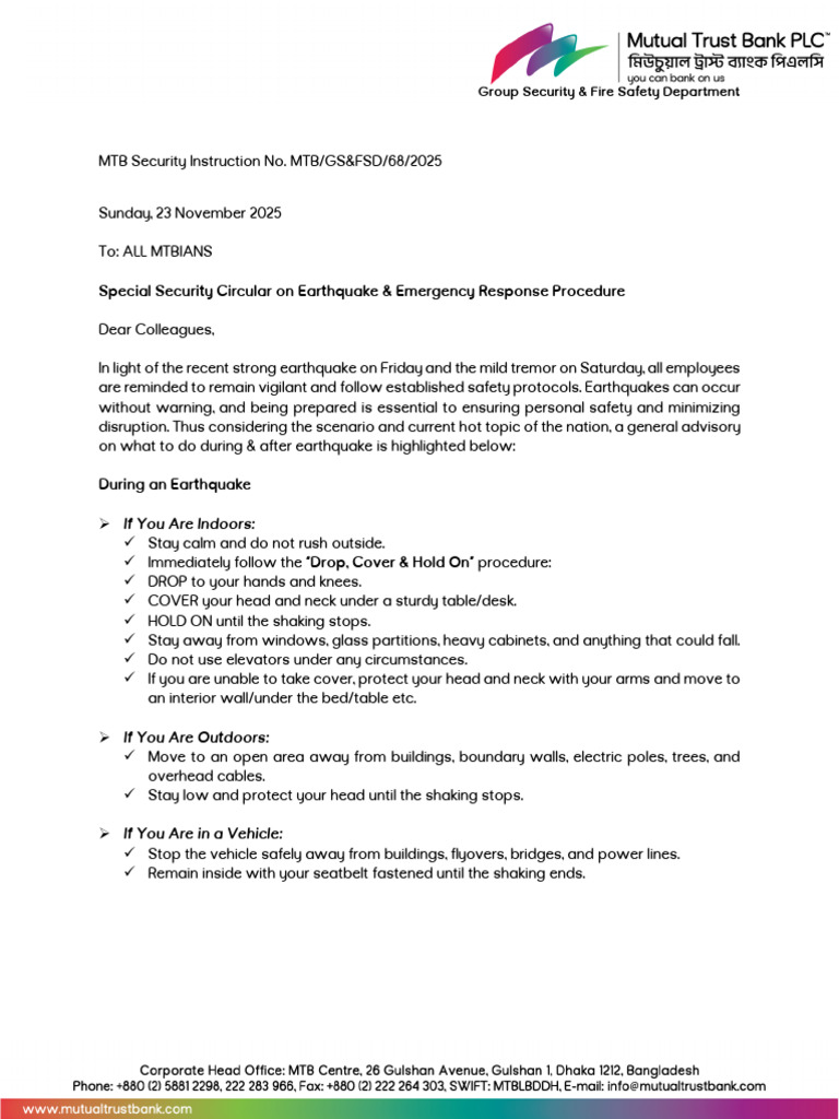Earthquake Emergency Response Guidelines | PDF | Earthquakes | Seismology