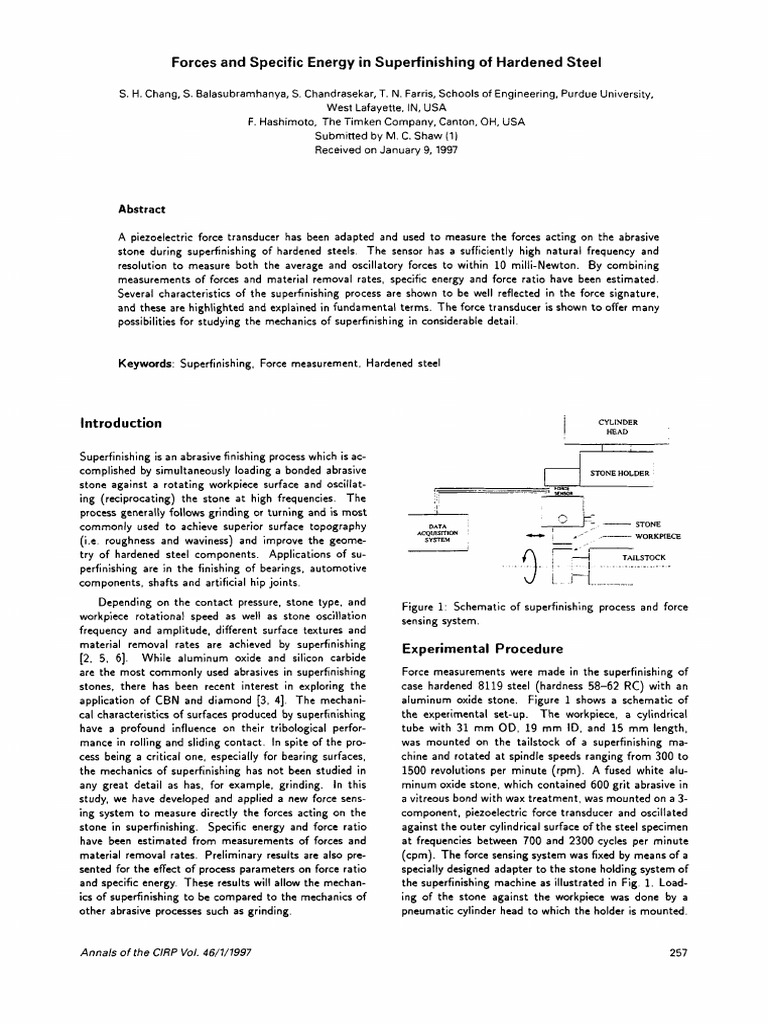 Superfinishing Forces in Hardened Steel | PDF | Grinding (Abrasive ...