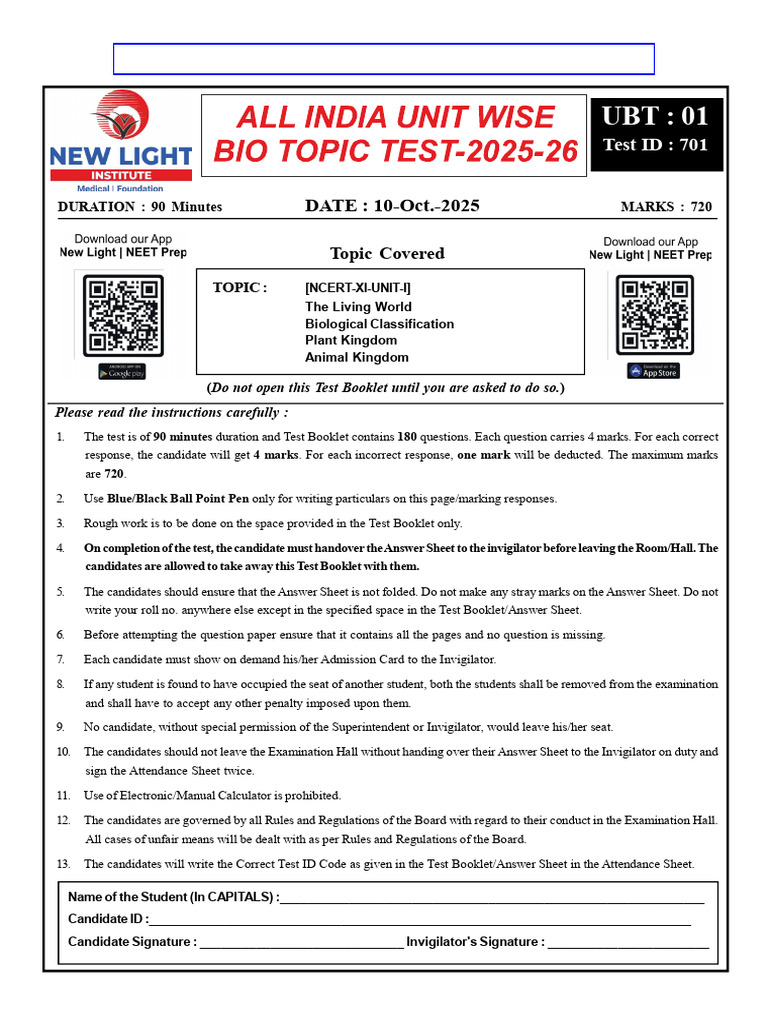 UBT-01 Paper (10-Oct-2025) | PDF | Organisms | Biology