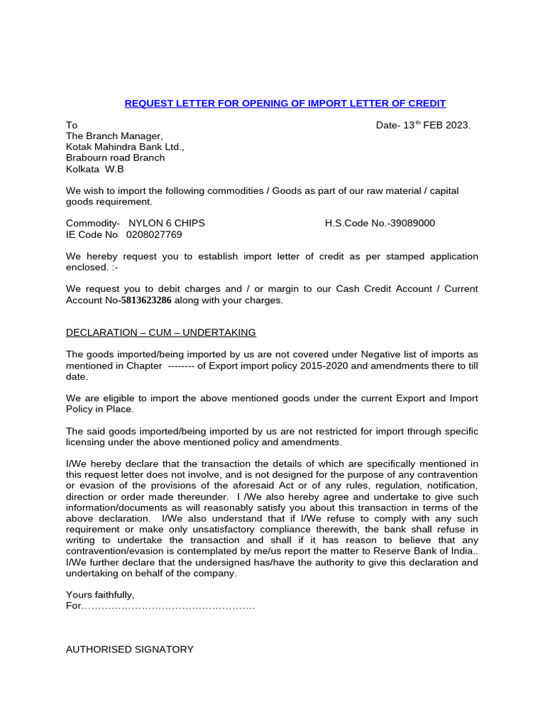 Hepl Import Letter of Credit | PDF | Letter Of Credit | Business