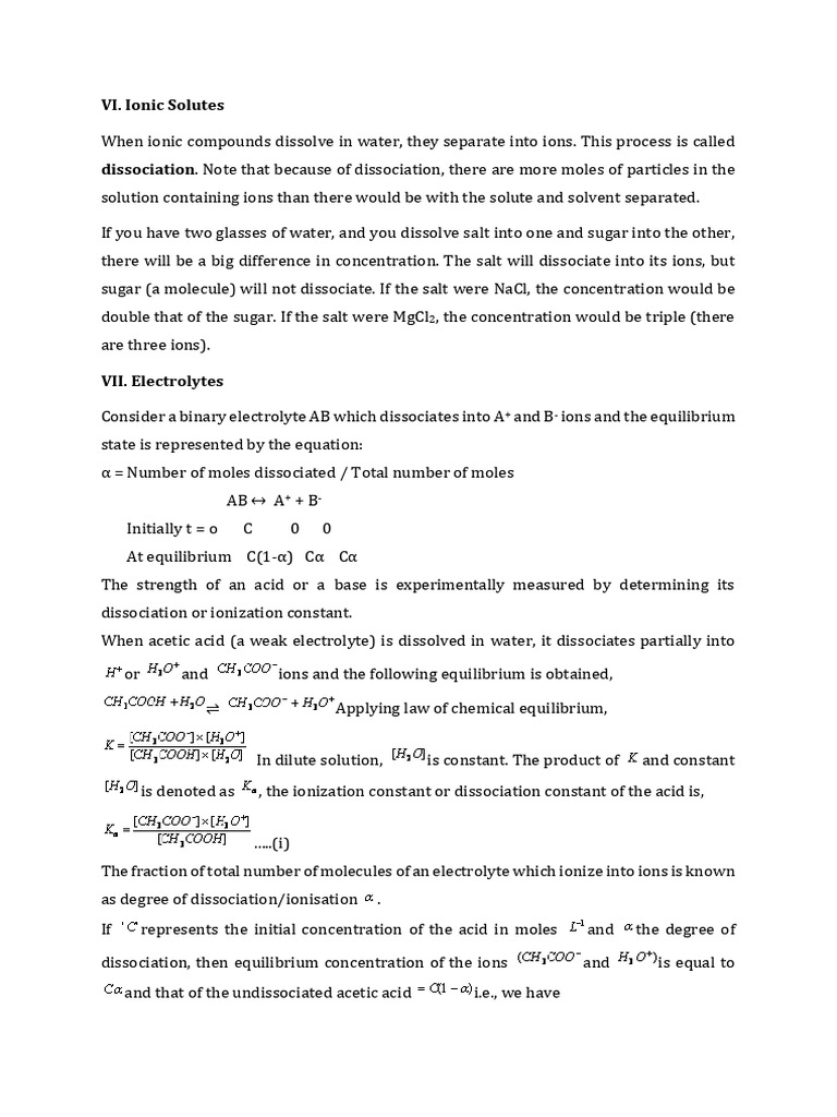 Chap II Solutions (Week 3) | PDF | Dissociation (Chemistry) | Chemical ...