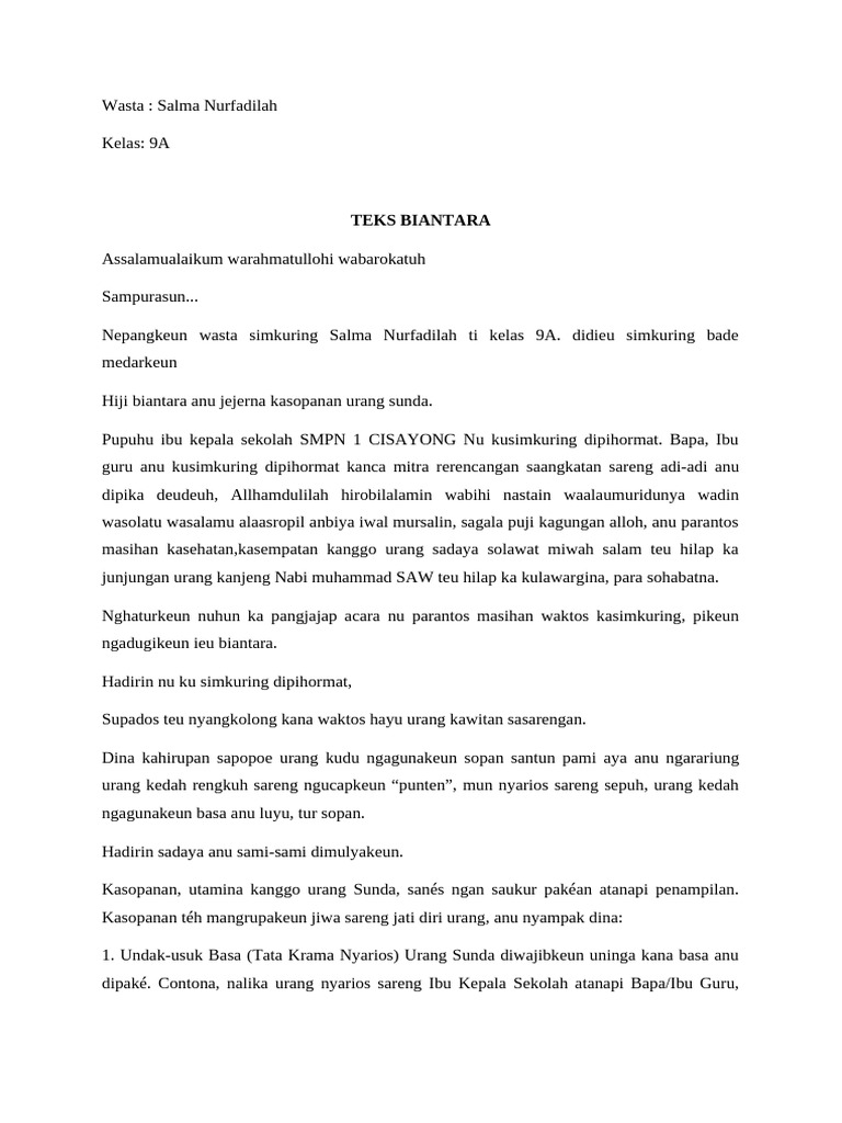 Teks Biantara Sunda Dila | PDF
