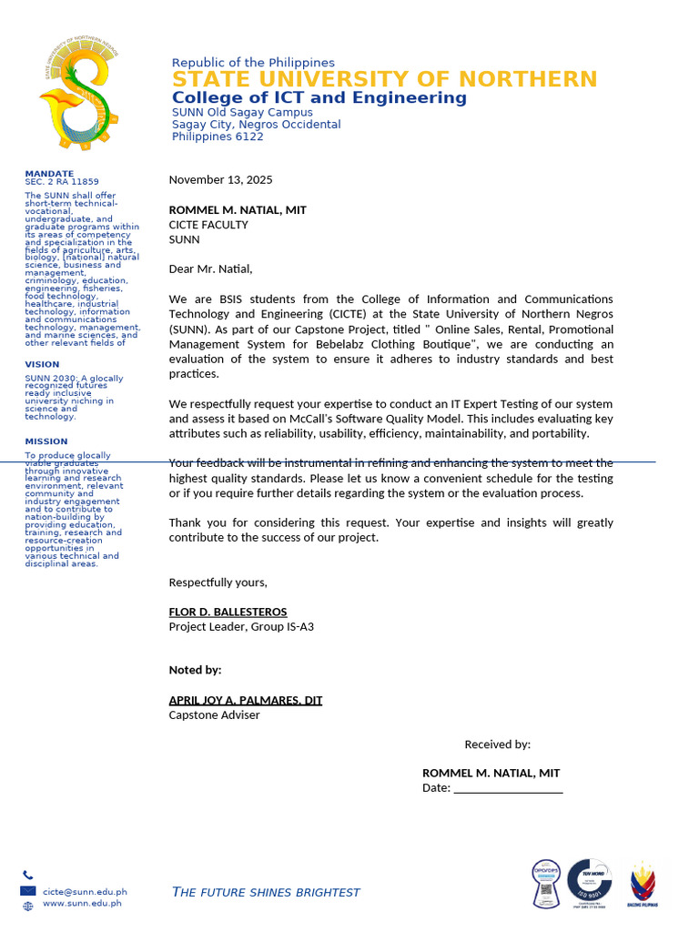 Capstone Letter To Expert | PDF