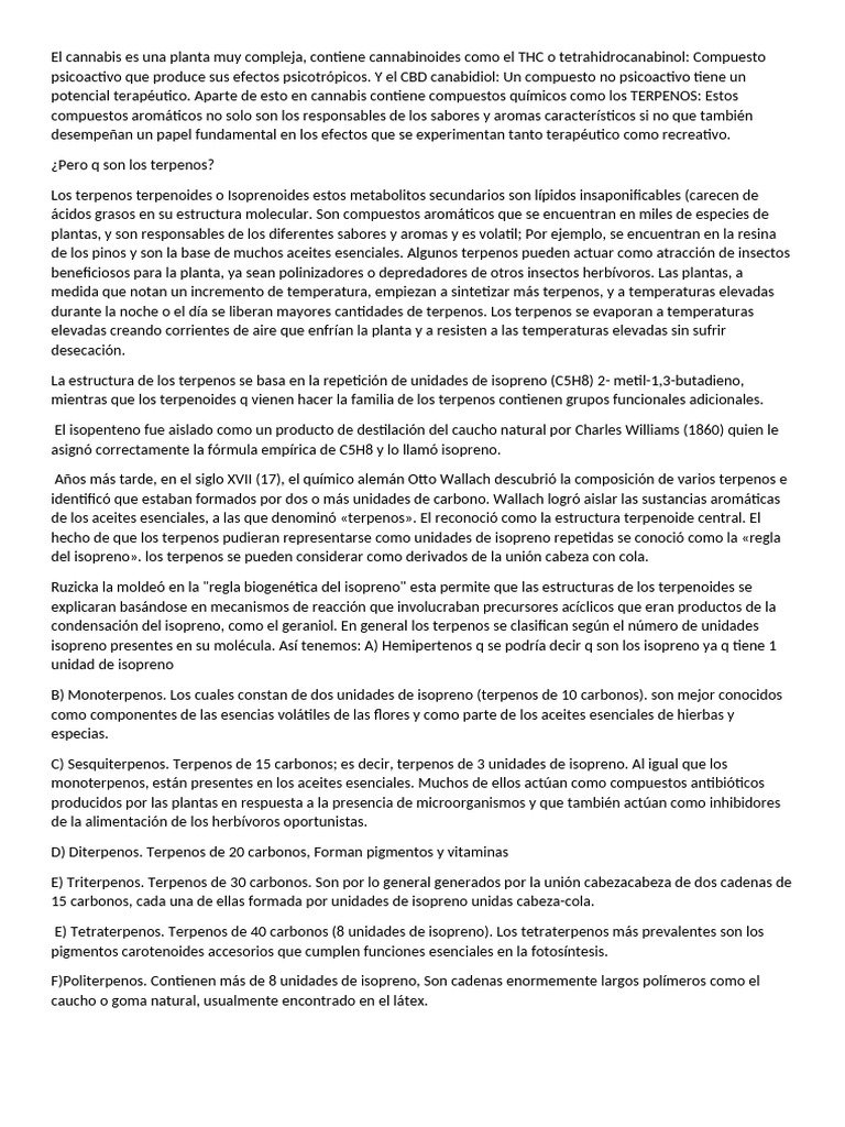 Terpenos en Cannabis: Estructura y Función | PDF | Productos naturales