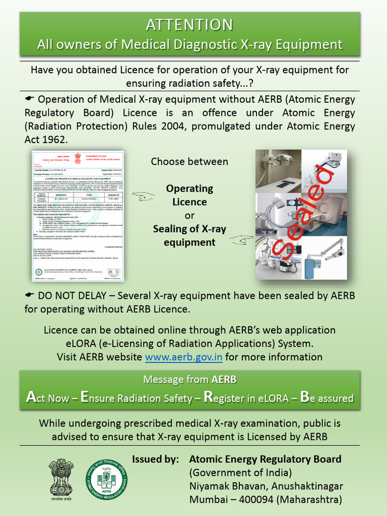 AERB X-ray Equipment Licensing Alert | PDF