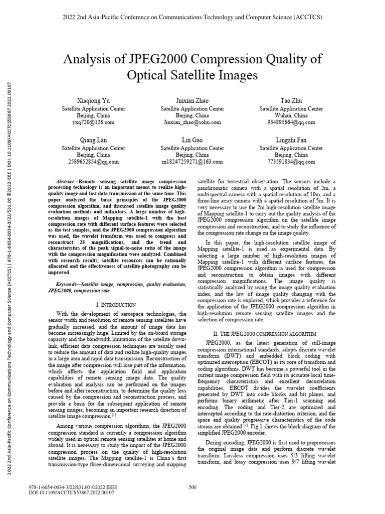 Analysis of JPEG2000 Compression Quality of Optical Satellite Images ...