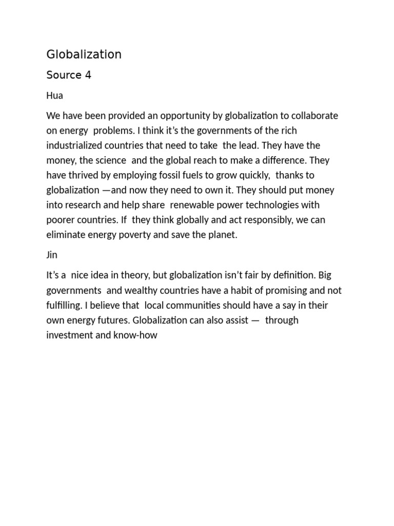 Worksheet Globalization | PDF | Globalization