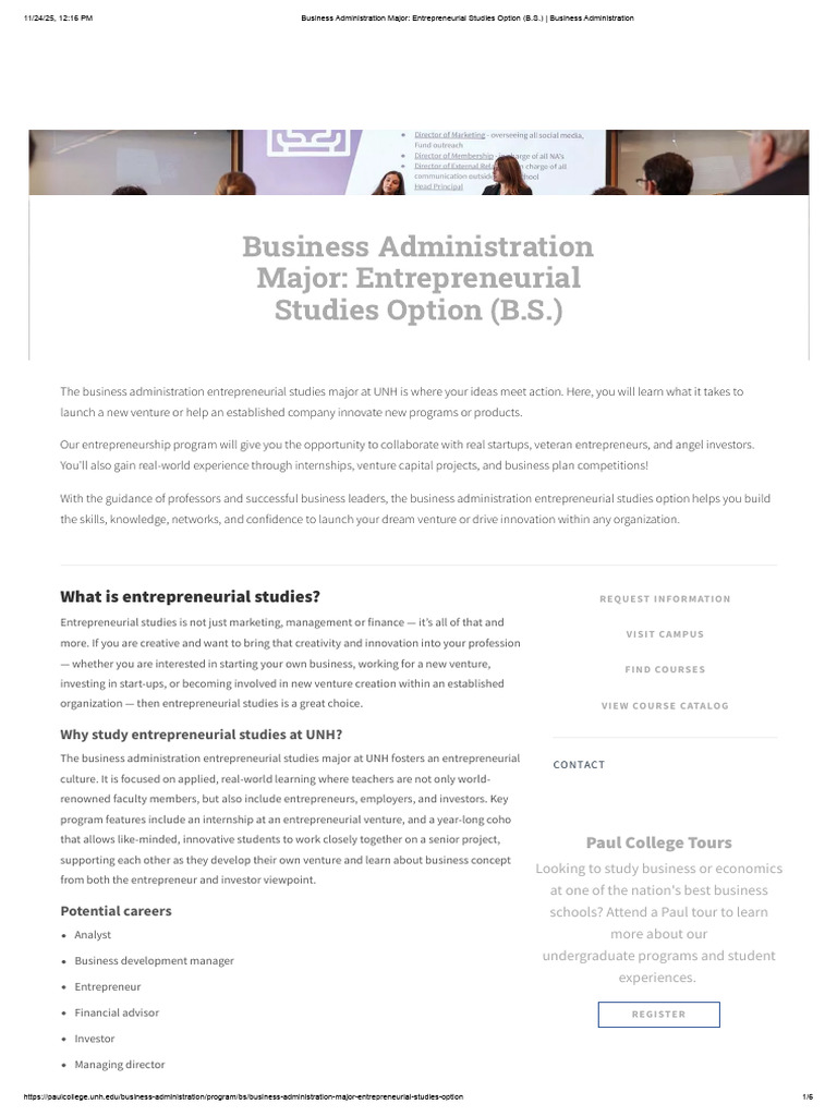 Business Administration Major - Entrepreneurial Studies Option (B.S ...