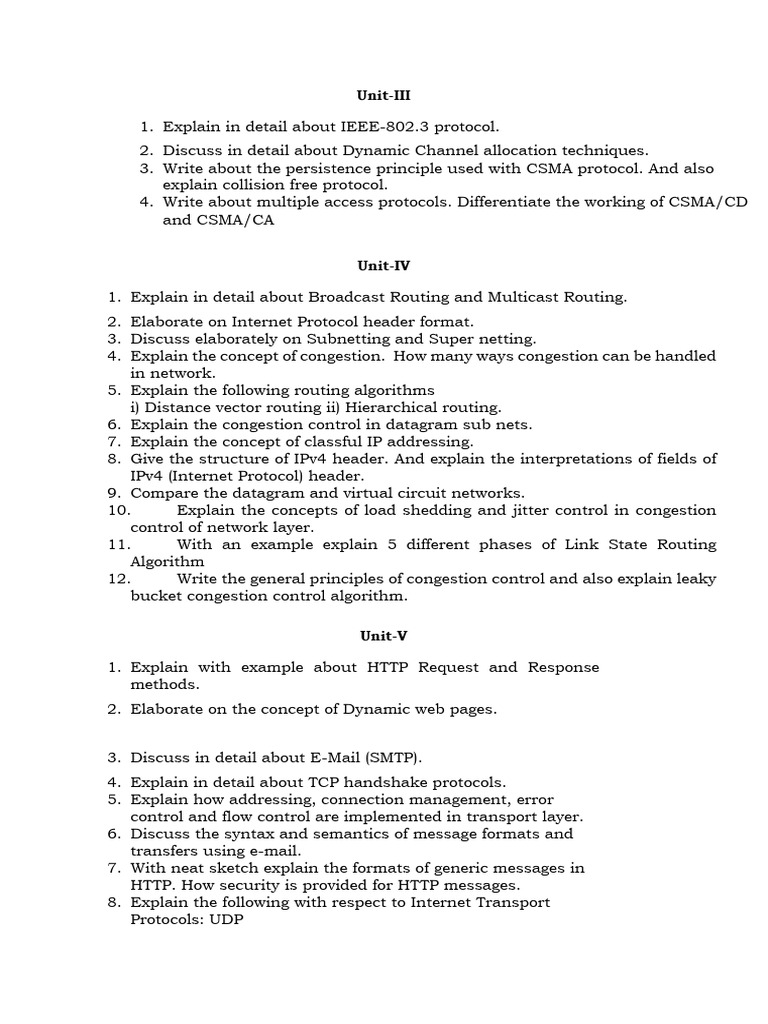 Mid-2 CN Tutorial Questions | PDF | Transmission Control Protocol ...