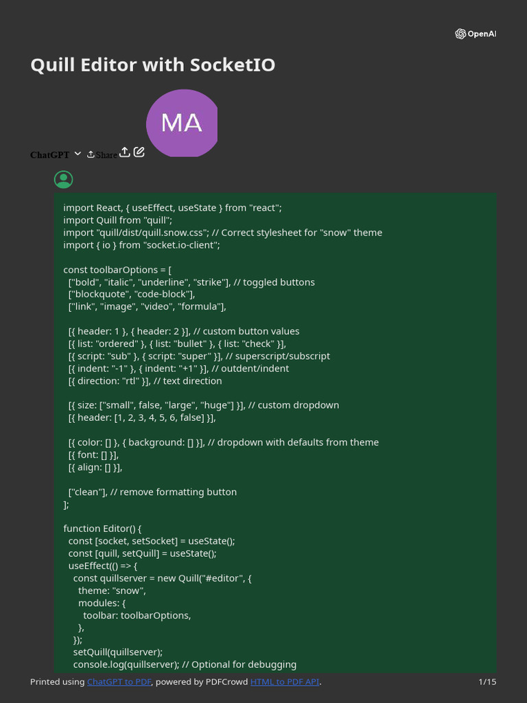 Quill Editor With SocketIO | PDF | Java Script | Computer Science