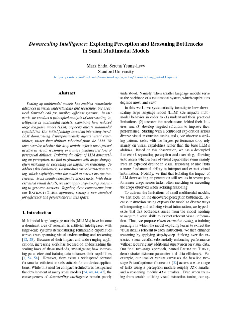 Downscaling Intelligence: Exploring Perception and Reasoning Bottlenecks in Small Multimodal ...