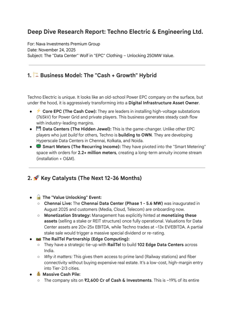 Techno Electric & Engineering LTD - Deep Dive | PDF | Economies | Business