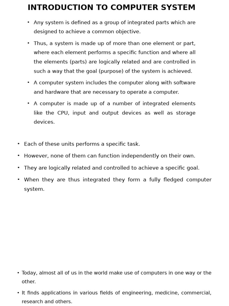 Introduction To Computer System | PDF | Central Processing Unit | System