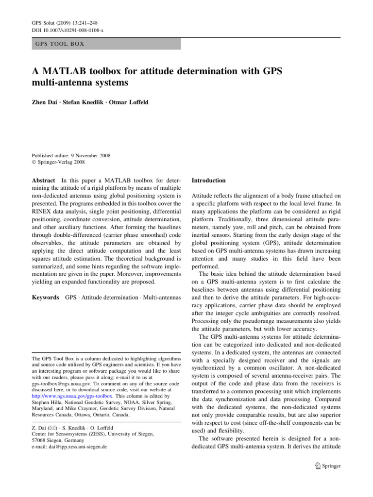 Attitude Determination Toolbox | PDF | Global Positioning System | Matlab