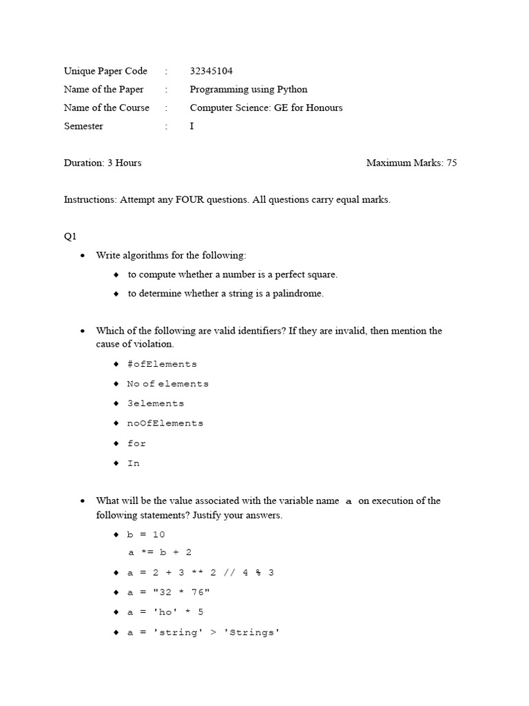 Programming Using Python Dec 2020 | PDF | String (Computer Science ...