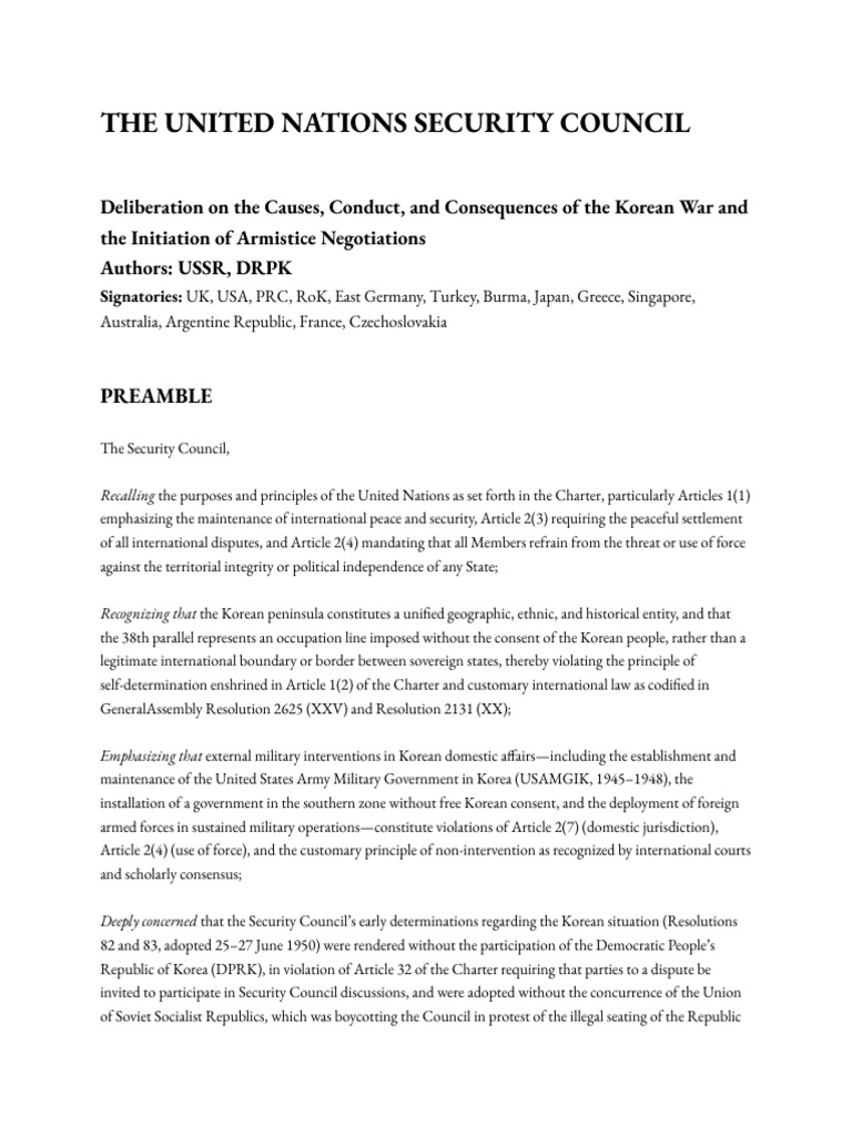 UN Security Council on Korean War Armistice | PDF | International ...