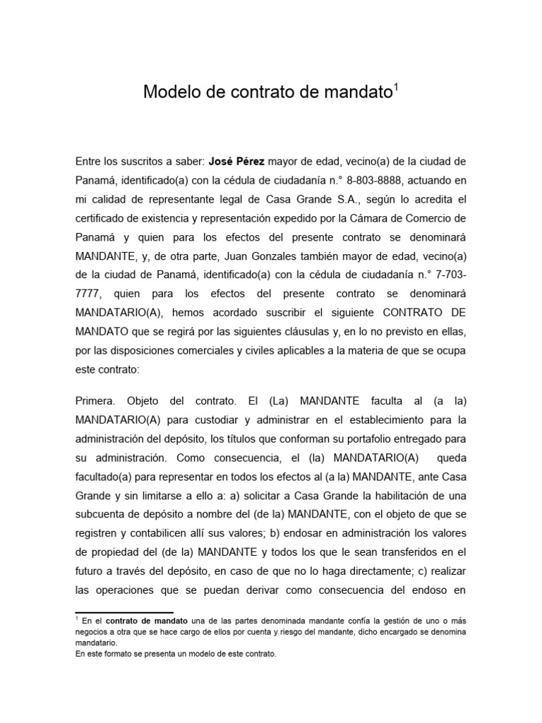Modelo de Contrato de Mandato 1 | PDF
