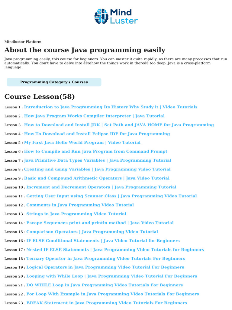 Java Programming Easily Course Content | PDF | Parameter (Computer ...